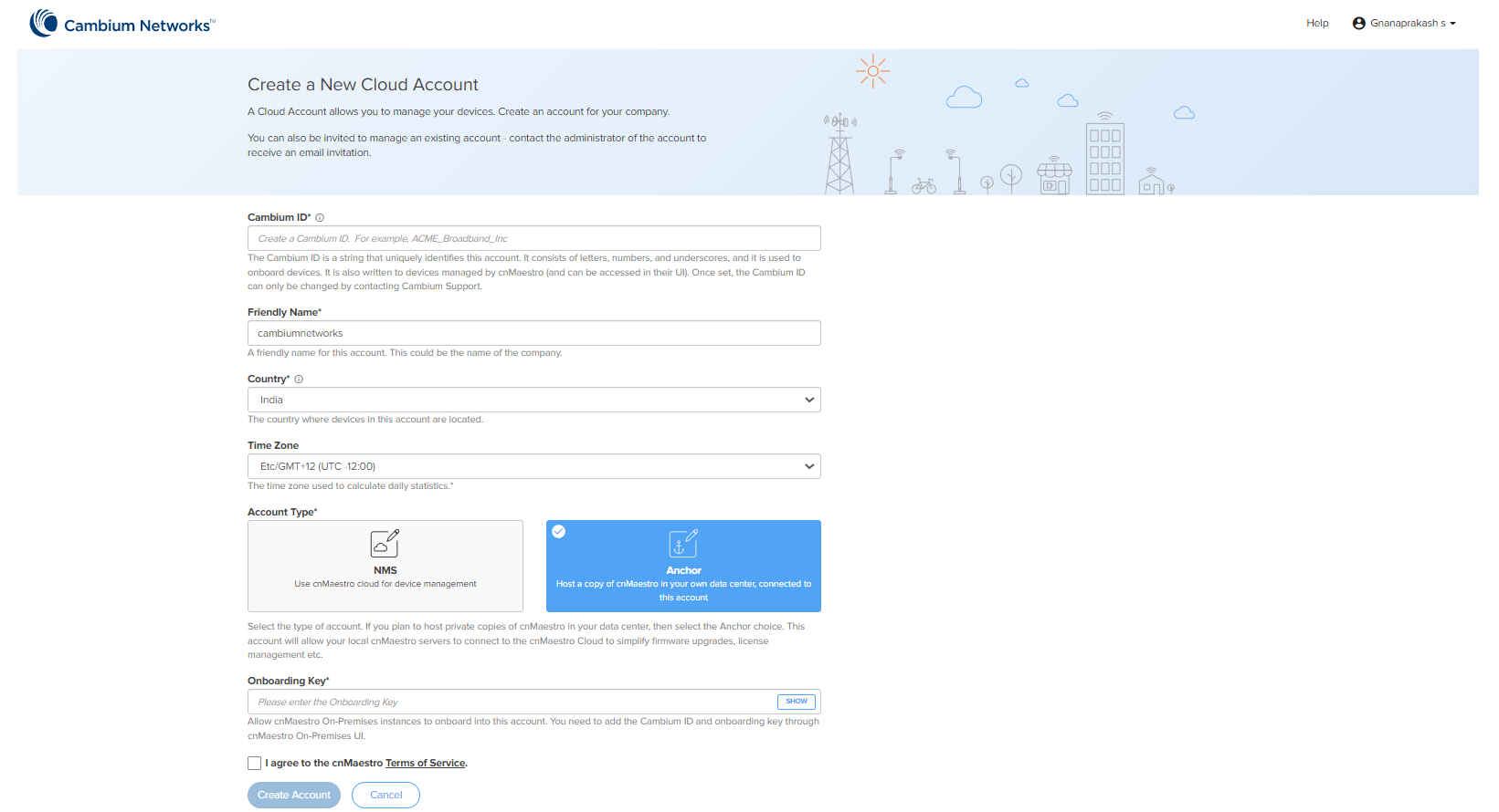 Creating Cloud Anchor account